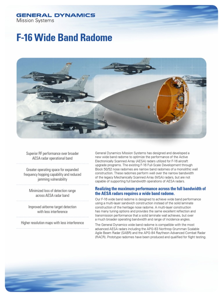 F-16 Wide Band Radome | PDF | General Dynamics F 16 Fighting Falcon | Radar