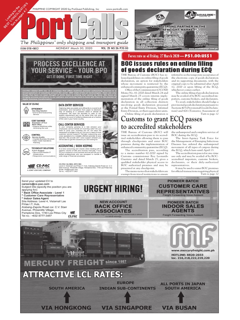 PortCalls March 30 2020 | PDF | Airlines | Aviation