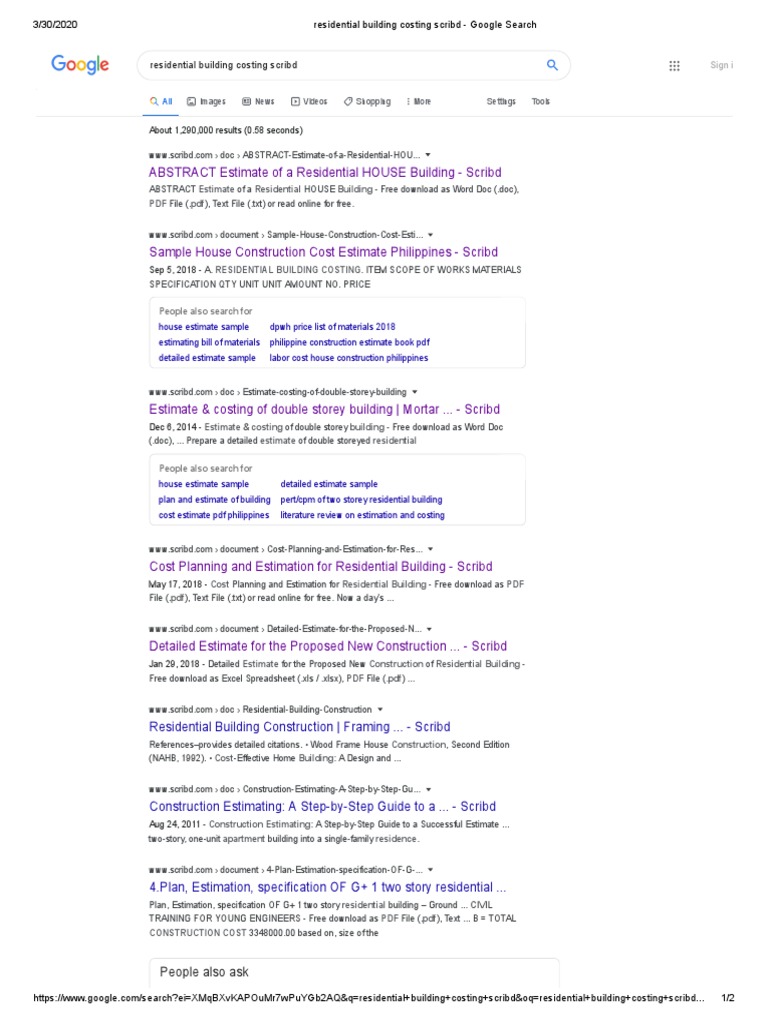 Residential Building Costing Scribd - Google Search PDF | PDF | Scribd | Computing