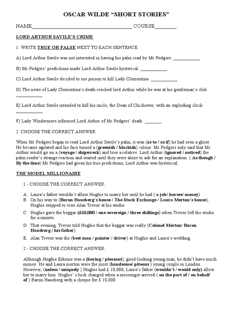 Oscar Wilde's Short Stories Analysis | PDF