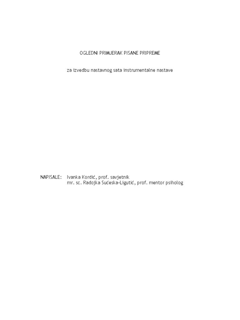 Ogledni Primjer Priprave Za Nastavni Sat | PDF