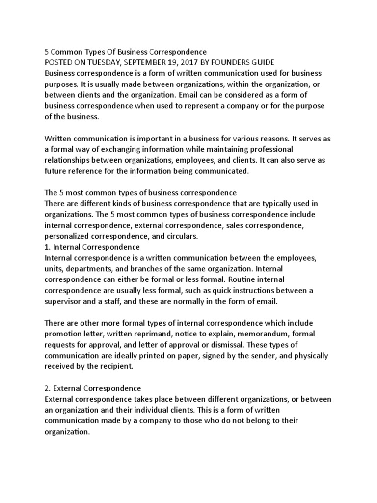 5 Common Types of Business Correspondence | PDF | Sales | Customer