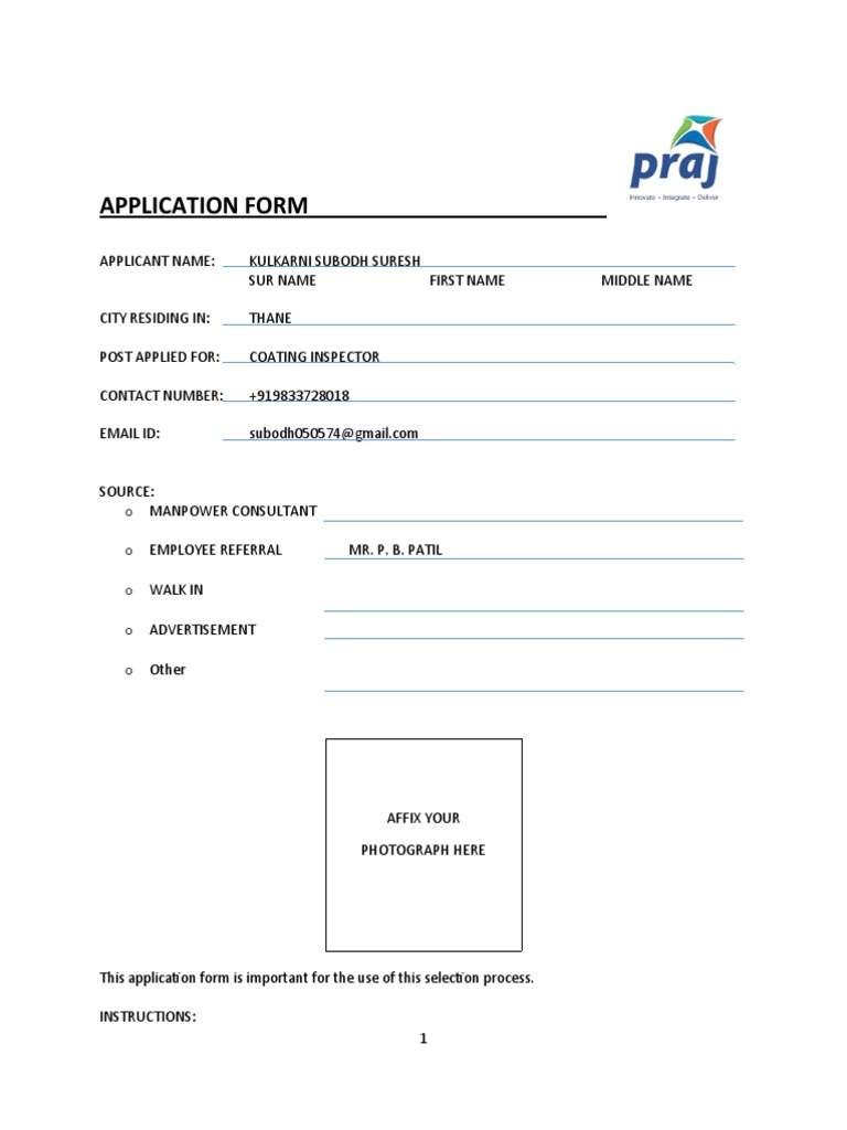 APPLICATION FORM 1 | Educational Stages | Qualifications