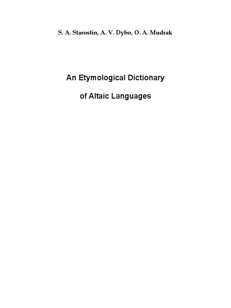 Altaic Languages Etymology Dictionary | PDF | Syllable | Human ...
