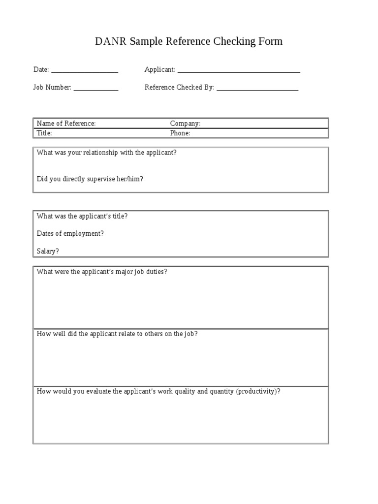 Applicant Reference Check Form | PDF