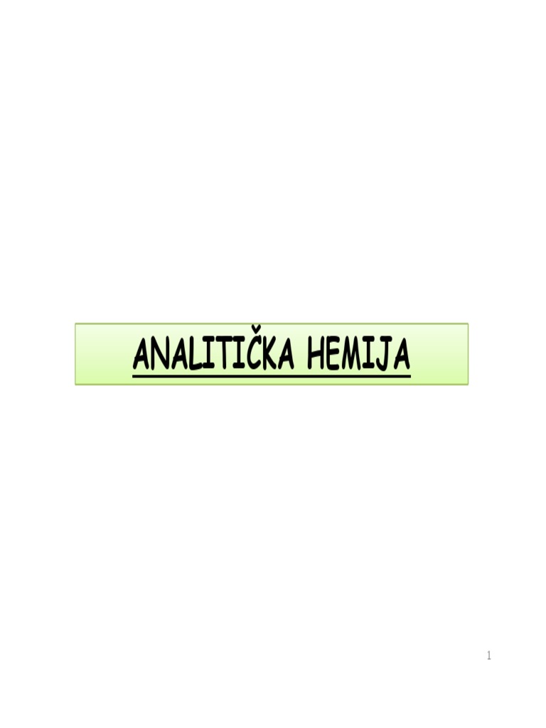 Analiticka Hemija PDF | PDF