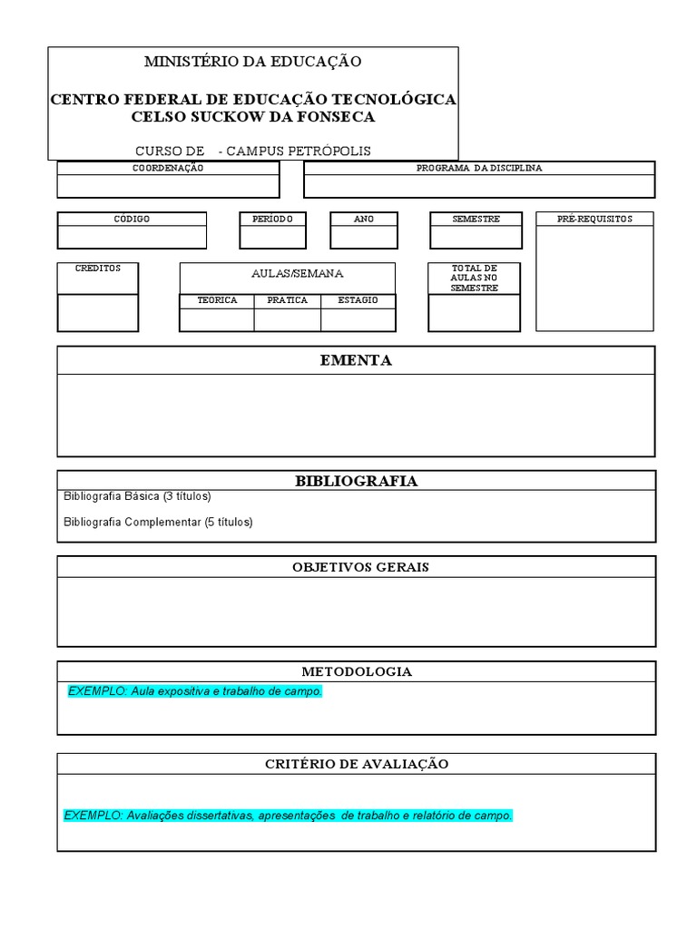 Modelo de Programa de Disciplina | PDF