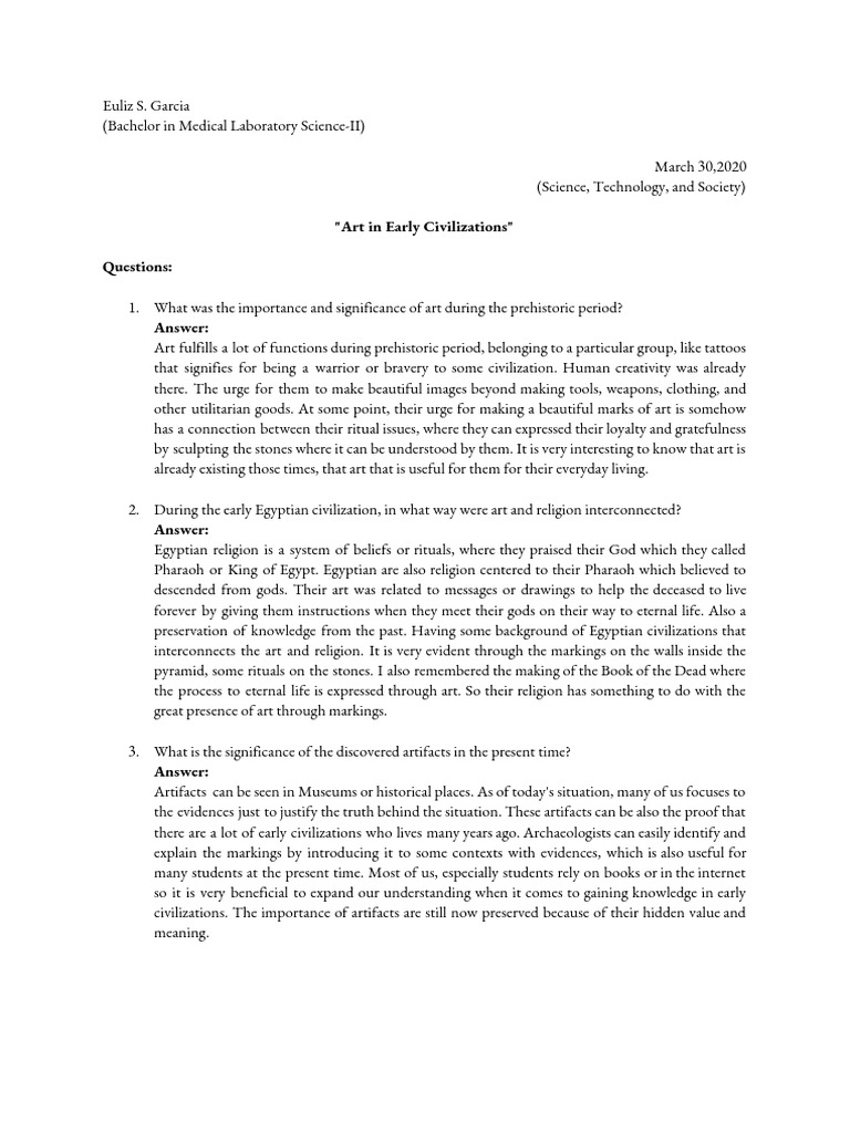 Art in Early Civilizations. Euliz PDF | PDF | Ancient Egypt | Ancient ...