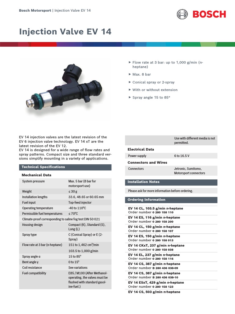 Data Sheet - 67797771 - Injection - Valve - EV - 14 | PDF ...