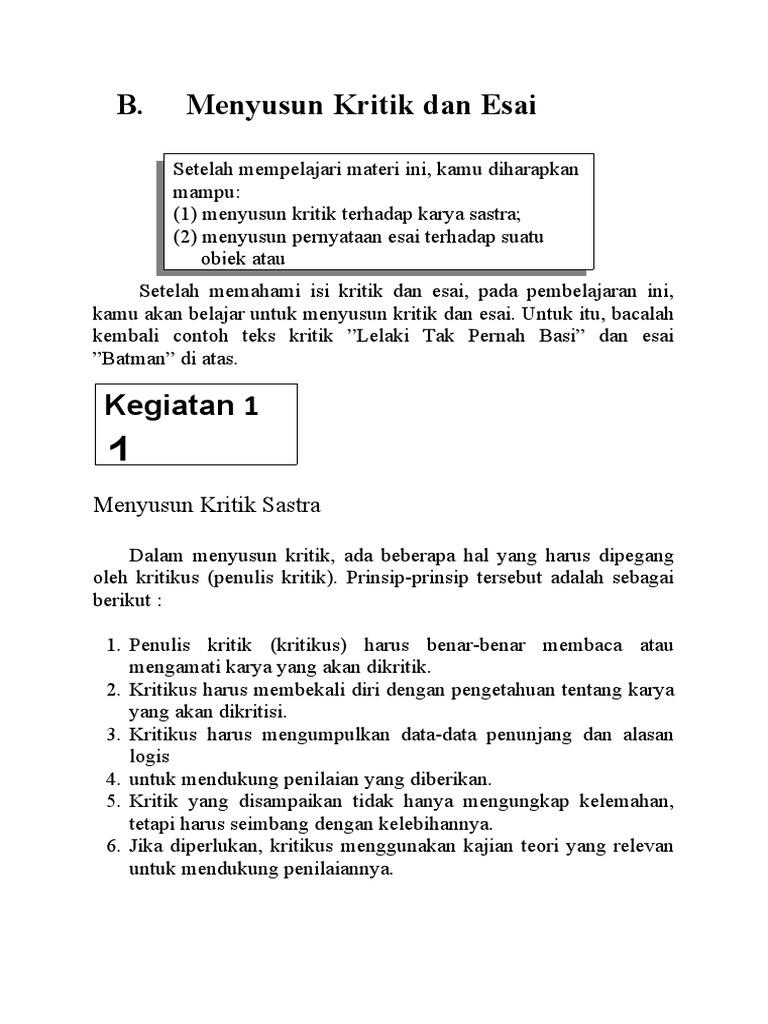 (Bindo Kel 2) Menyusun Kal. Kritik Dan Esai | PDF | Puisi