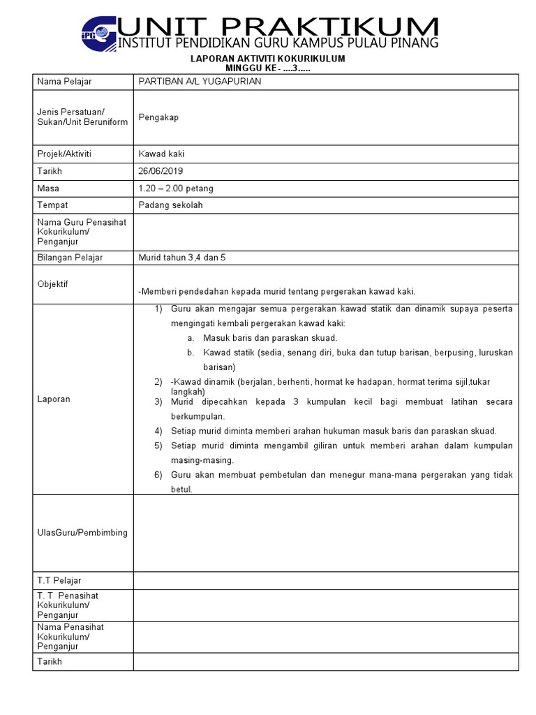 Laporan Aktiviti Kokurikulum | PDF