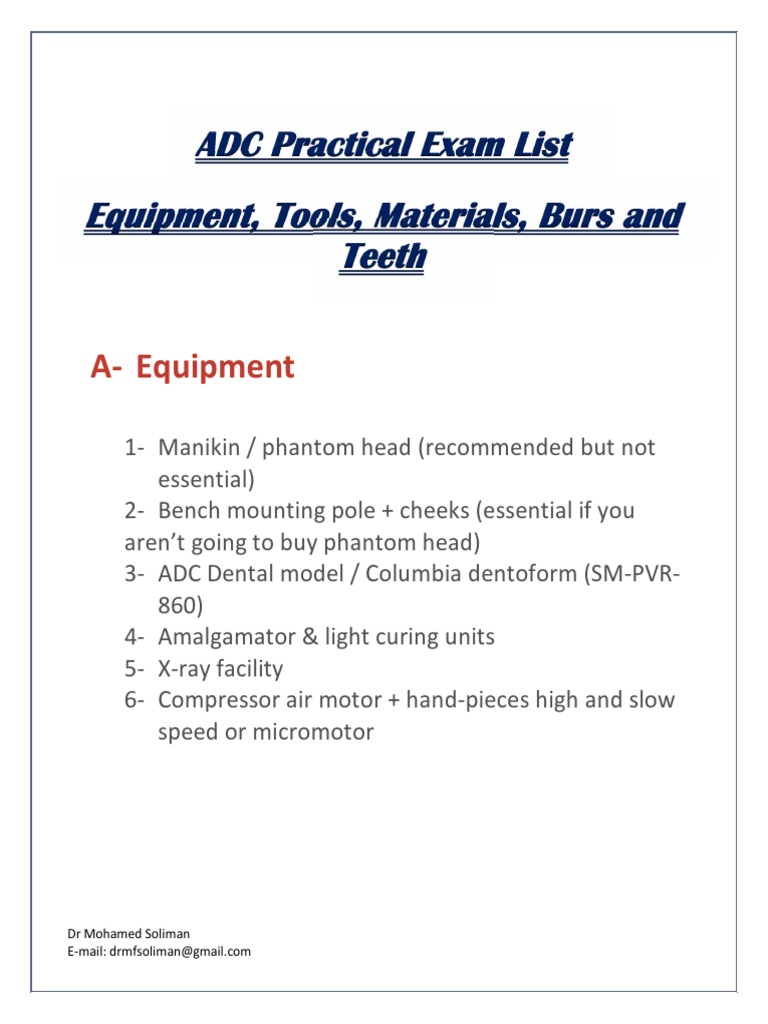 ADC Practical Exam List | Download Free PDF | Medical Specialties ...