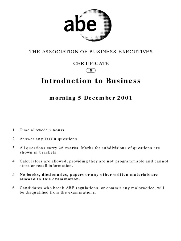 ABE Past Papers PDF | PDF | Insurance | Banks