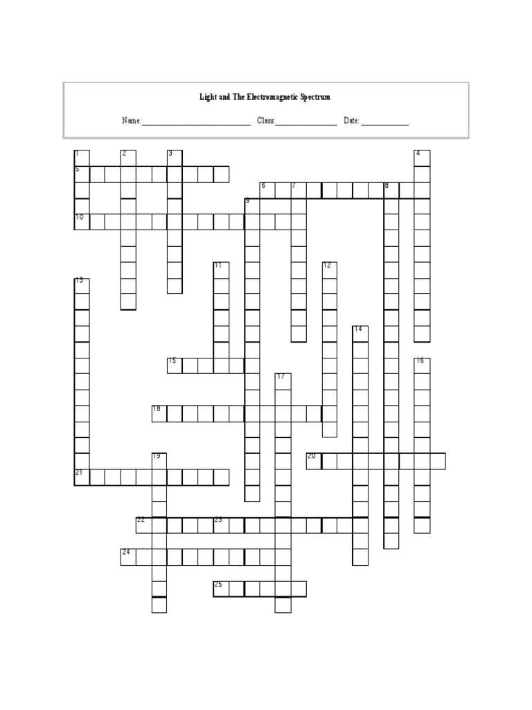 Waves Crossword Puzzle | PDF | Light | Electromagnetic Spectrum