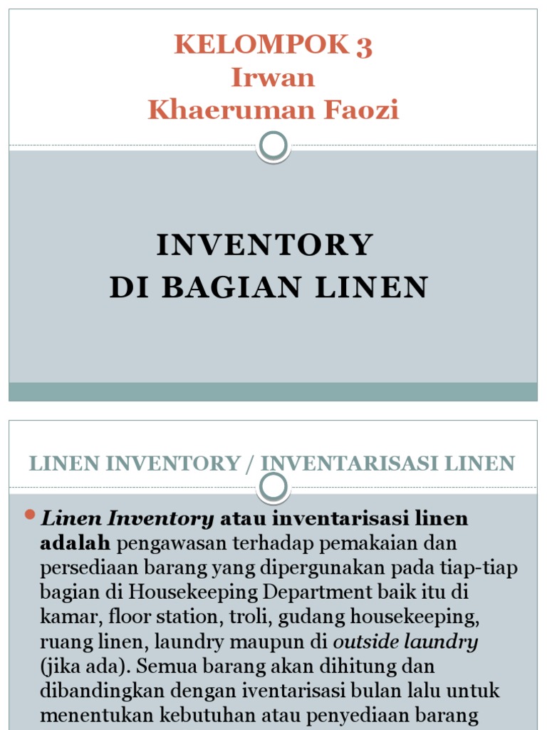 Inventory Di Bagian Linen | PDF