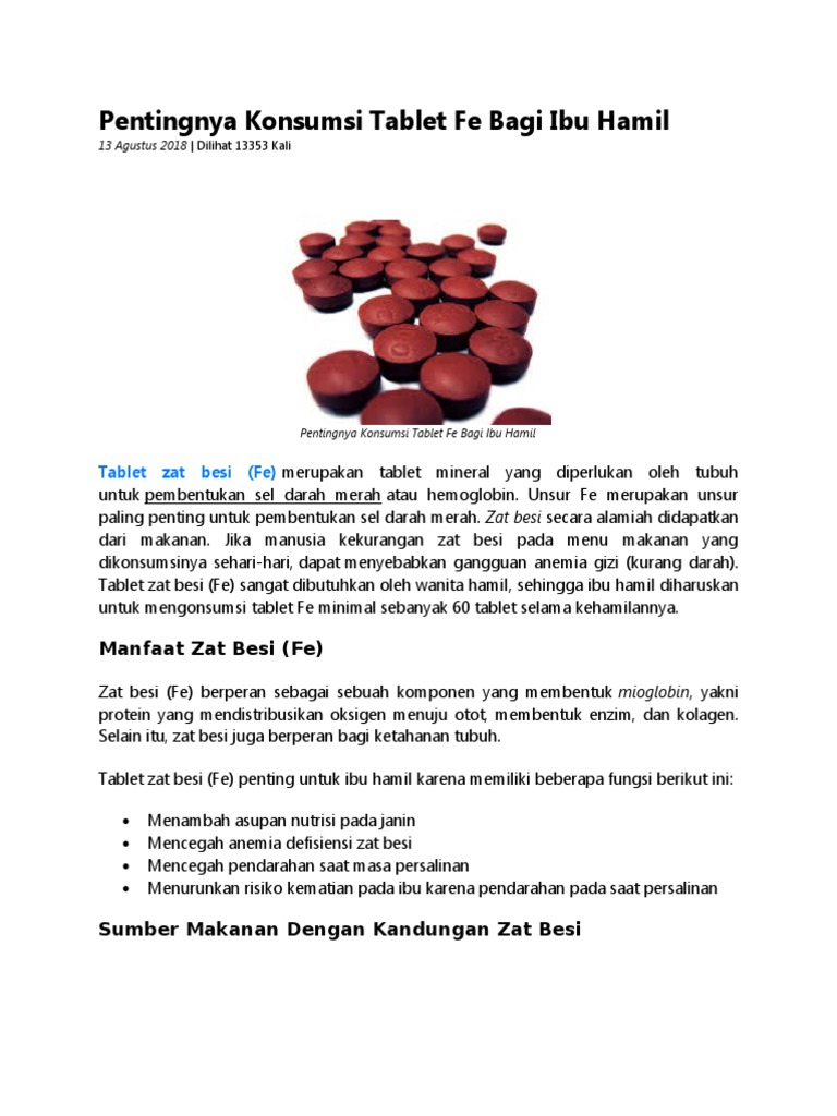 Pentingnya Konsumsi Tablet Fe Bagi Ibu Hamil | PDF | Kesehatan Holistik