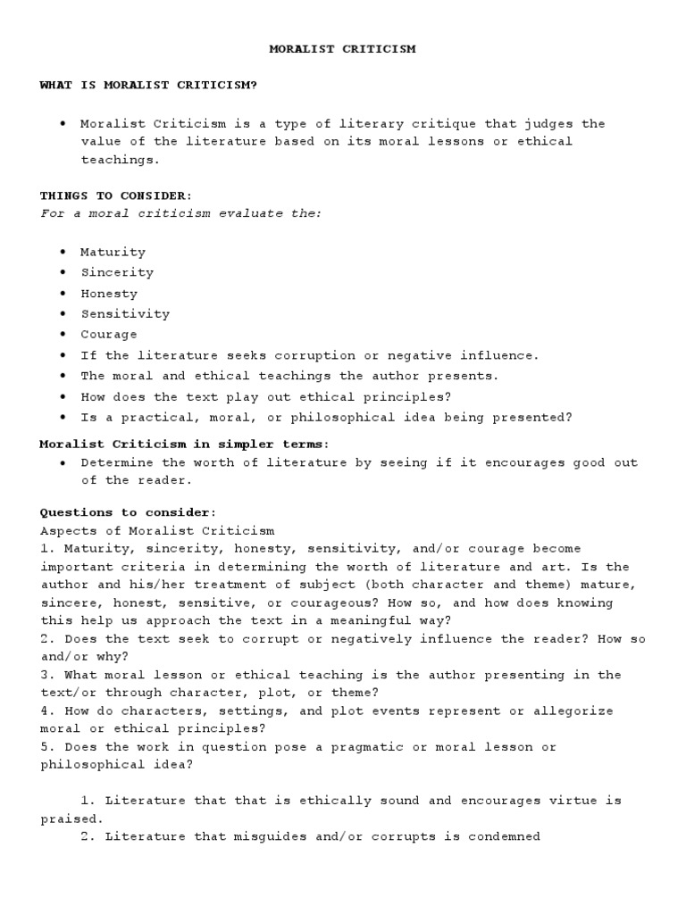 Moral Criticism | PDF