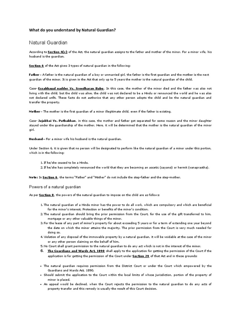 Understanding Natural Guardianship Laws | PDF | Legal Guardian | Husband