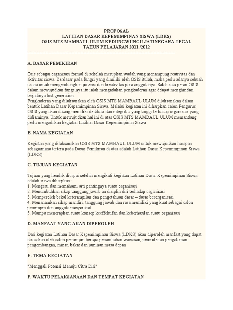 Contoh Proposal Kegiatan Sekolah Osis | PDF