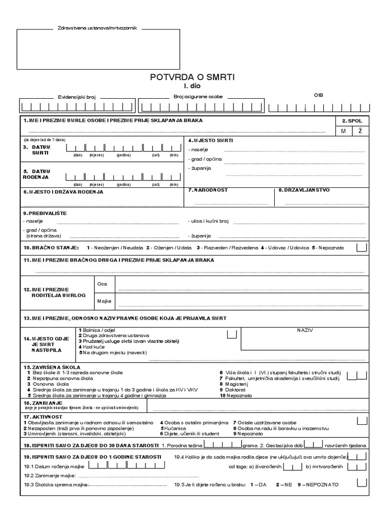 Potvrda o smrti