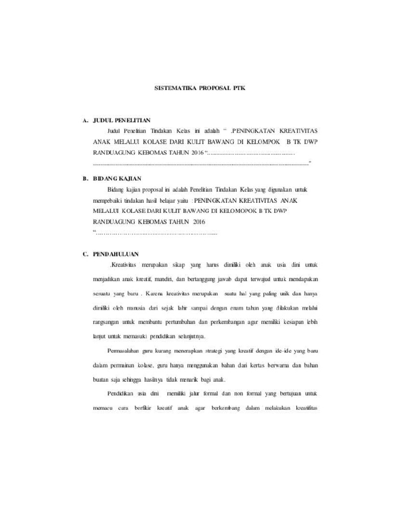 Contoh Sistematika Proposal PTK Ut | PDF
