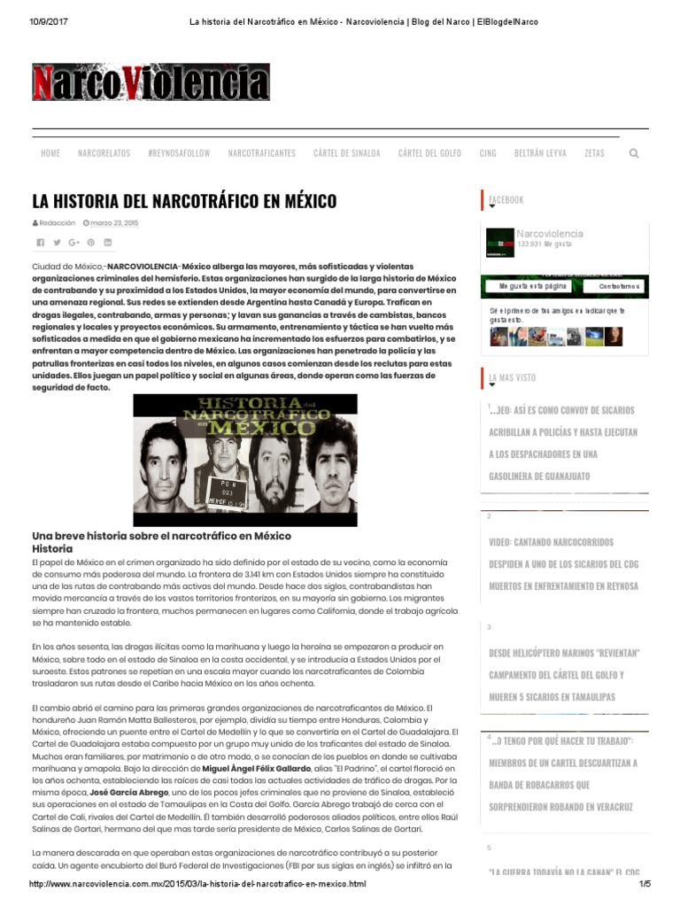 La Historia Del Narcotráfico en México - Narcoviolencia - Blog Del Narco - ElBlogdelNarco ...