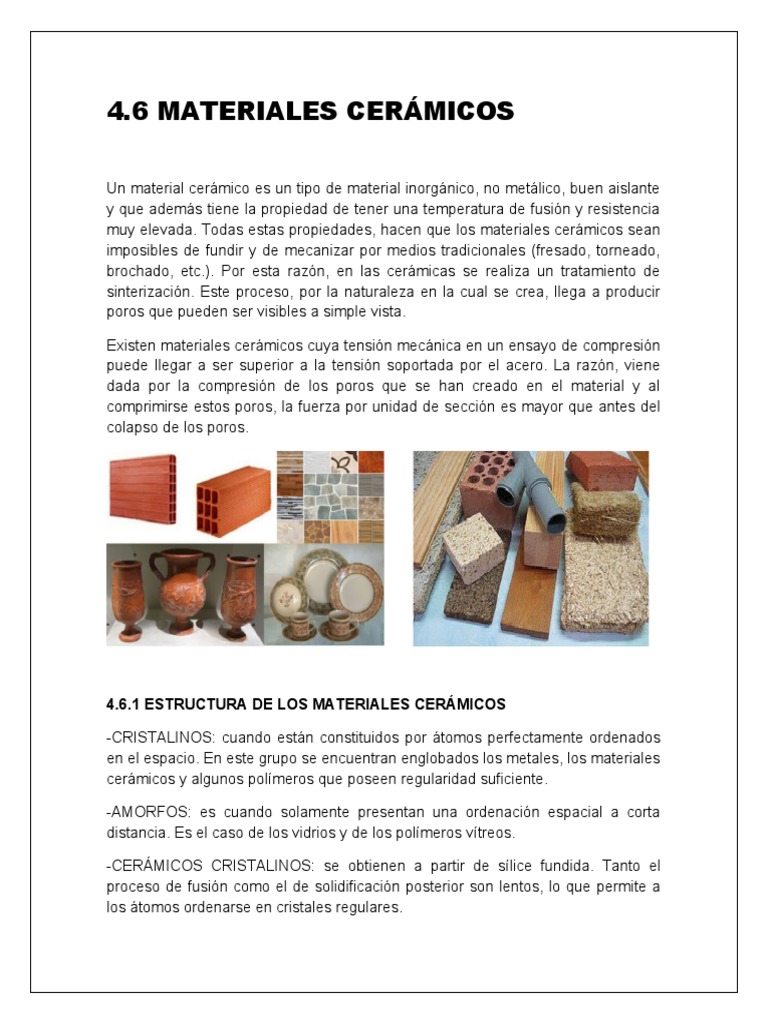 4.6 Materiales Cerámicos | PDF | Ingeniería Cerámica | Cerámica