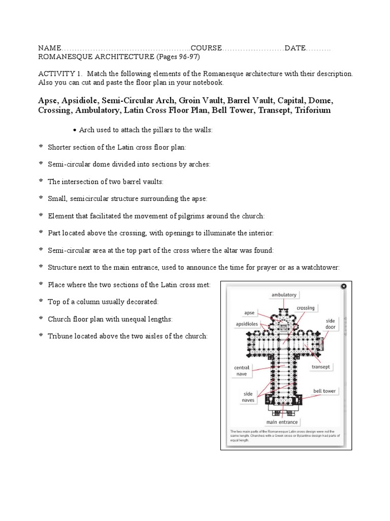 Romanesque Activities | PDF | Vault (Architecture) | Monk