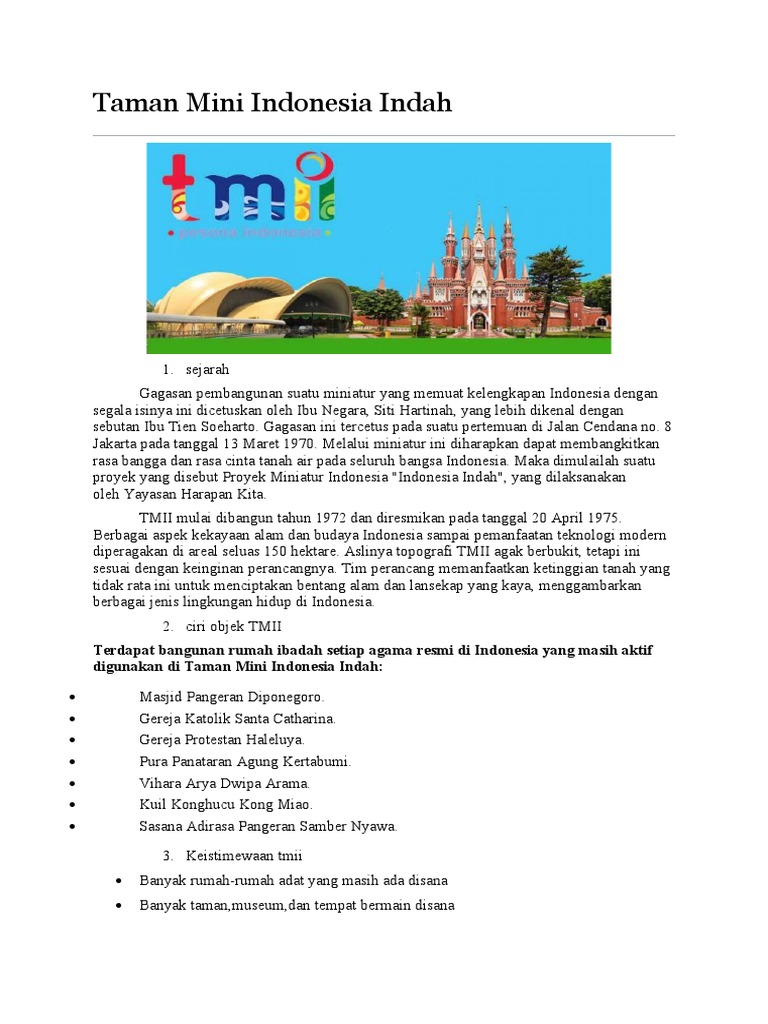 Taman Mini Indonesia Indah | PDF
