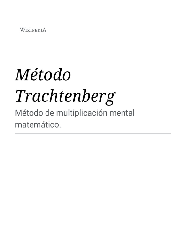 Método Trachtenberg - Wikipedia, La Enciclopedia Libre | PDF | Notación ...