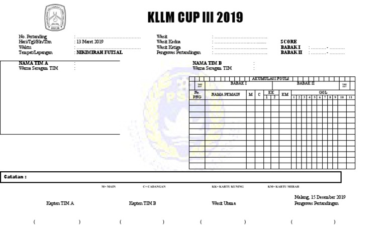 Form Pertandingan Futsal | PDF
