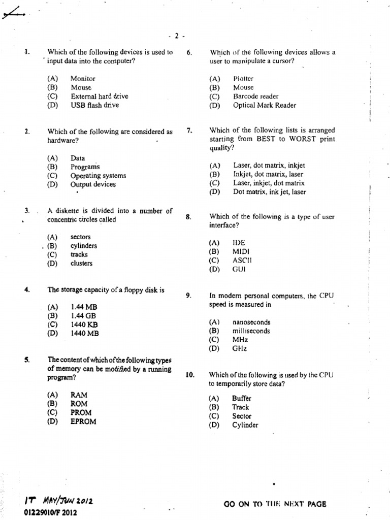 CSEC Information Technology June 2012 P1 PDF | PDF | Spreadsheet | C ...