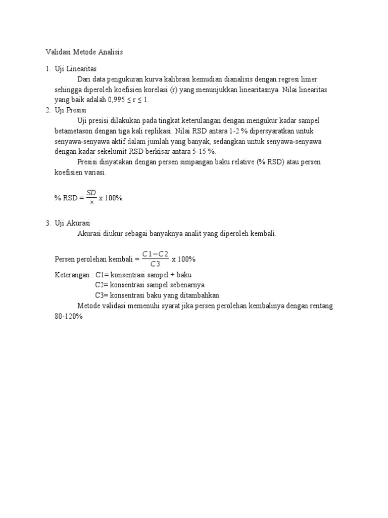 Validasi Metode Analisis | PDF