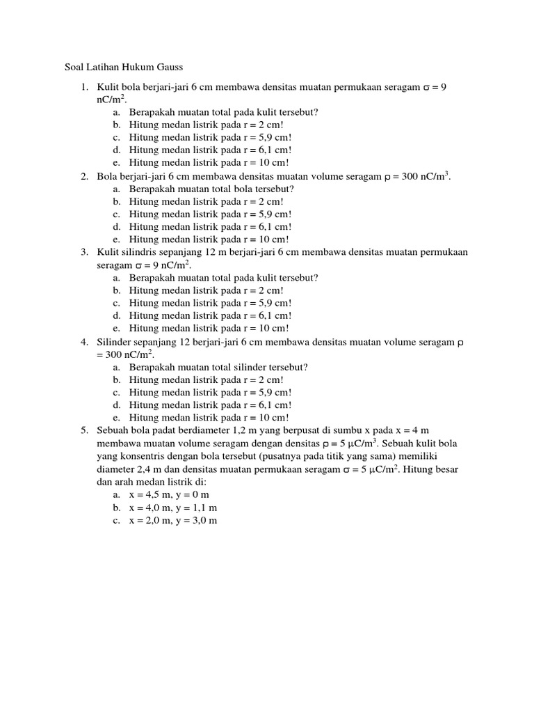 Soal Latihan Hukum Gauss - PDF | PDF