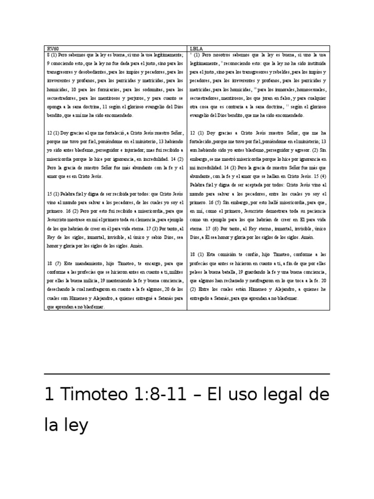 1 Timoteo 1 - 8-11 | PDF | Salvación | Jesús