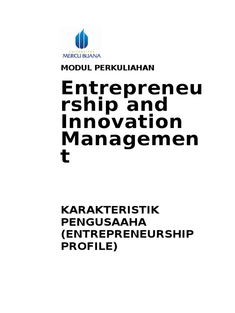 Modul Entrepreneurship and Innovation Management (TM2) | PDF