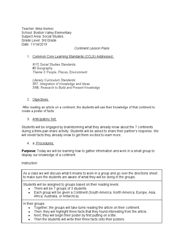 Continent Lesson Plan | PDF | Applied Psychology | Behavior Modification