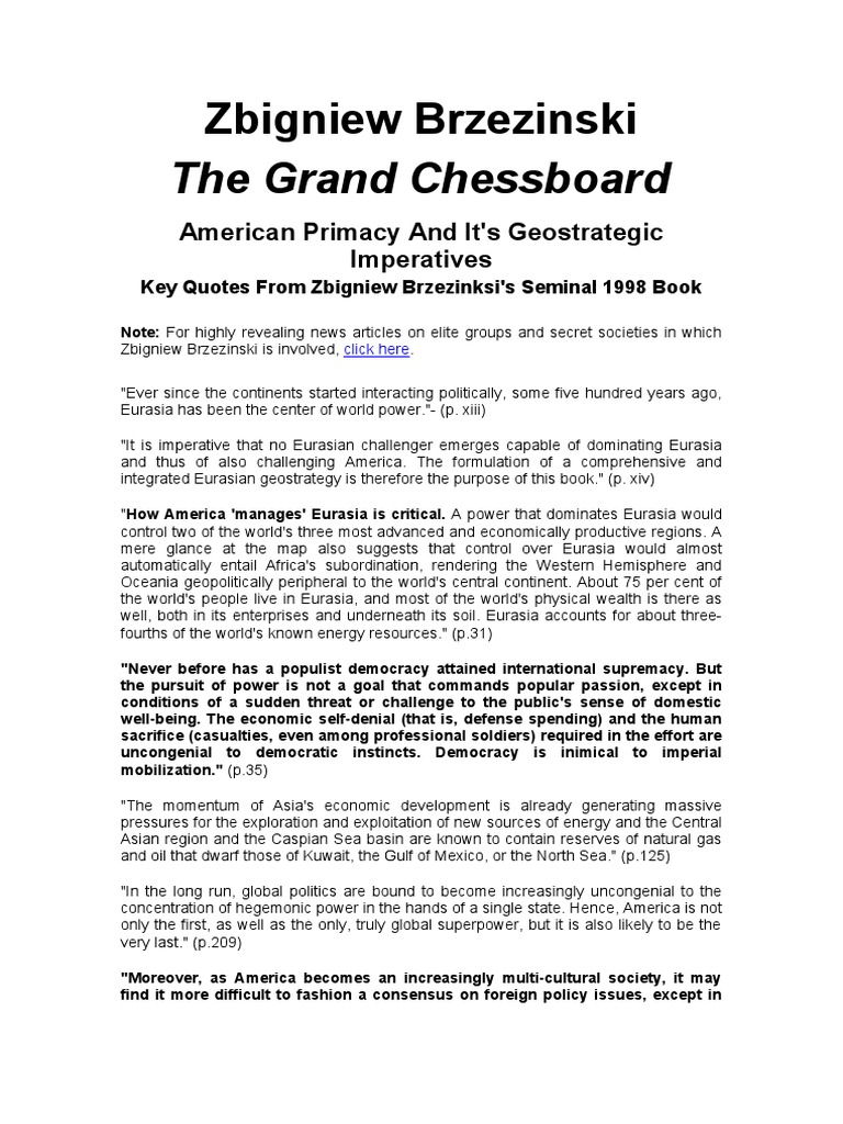 Brzezinski's Eurasian Geostrategy Insights | PDF | Zbigniew Brzezinski ...