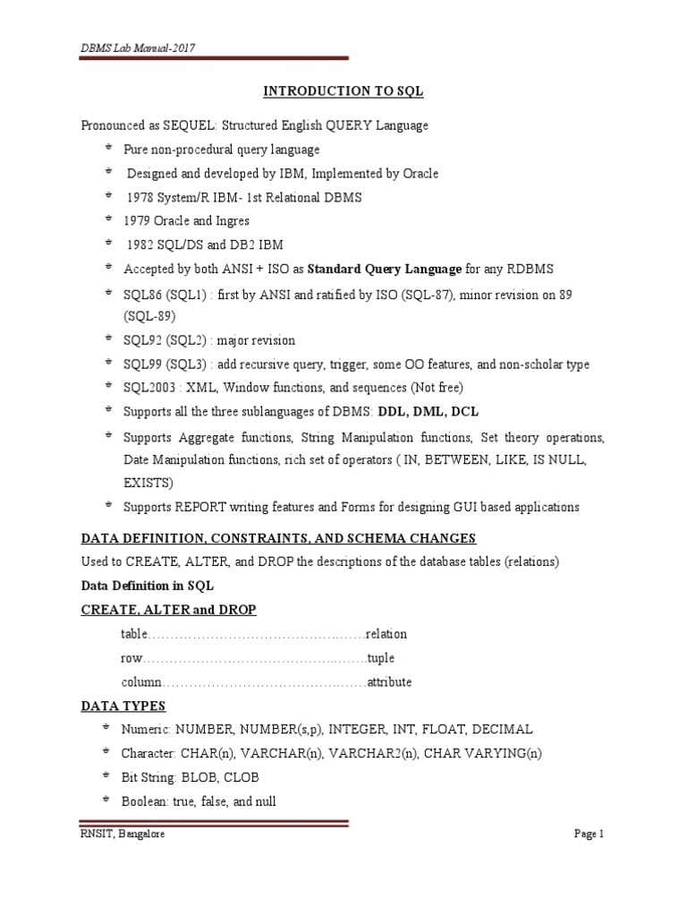 DBMS Manual | PDF | Relational Model | Relational Database DBMS Manual | PDF | Relational Model | Relational Database