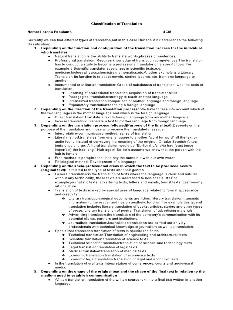 Types of Translation Explained | PDF | Language Interpretation ...