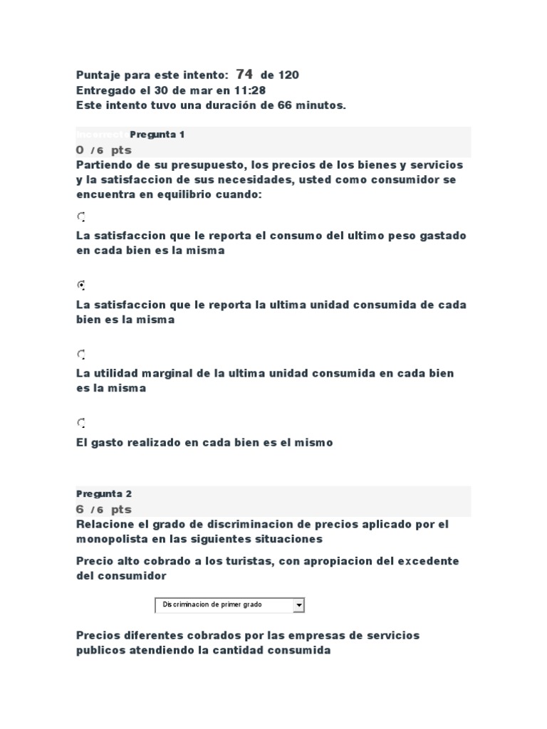 Examen Final Microeconomia | PDF | Monopolio | Utilidad