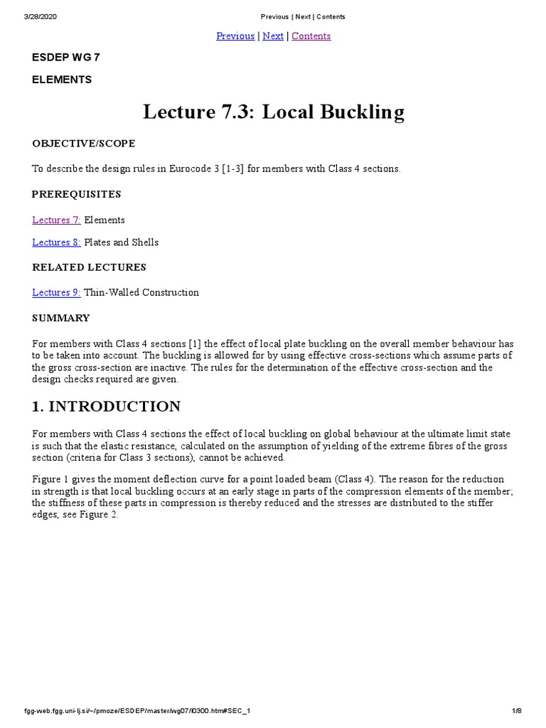 Local Buckling of Steel | Download Free PDF | Buckling | Bending