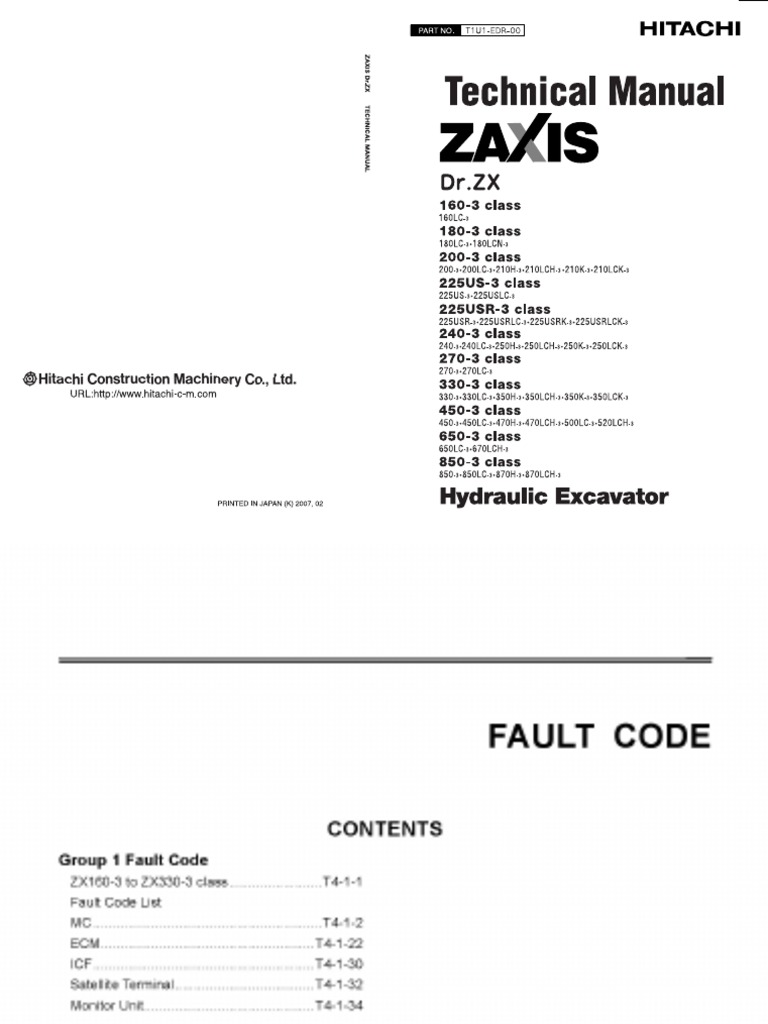 Hitachi ZX-3 Fault Codes List PDF | PDF | Pump | Valve