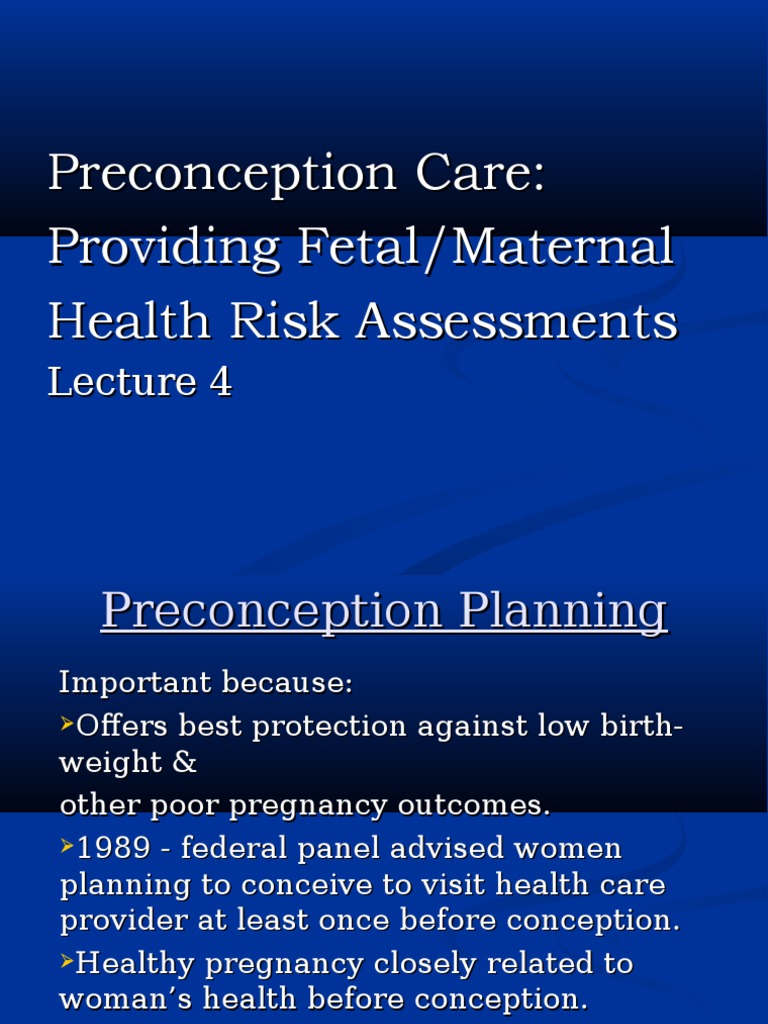 PreConception Care 4 Student Version | PDF | Prenatal Development | Pregnancy