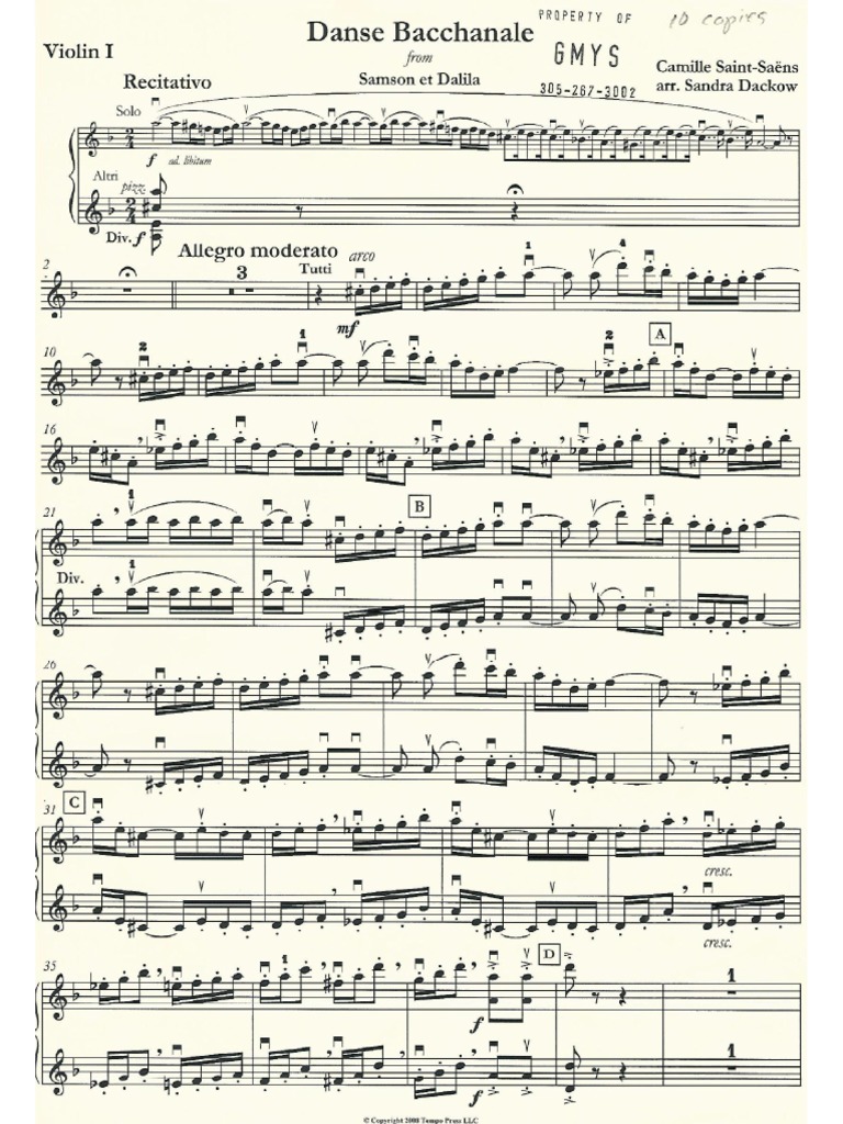 Danse Bacchanale 1st Violin | PDF