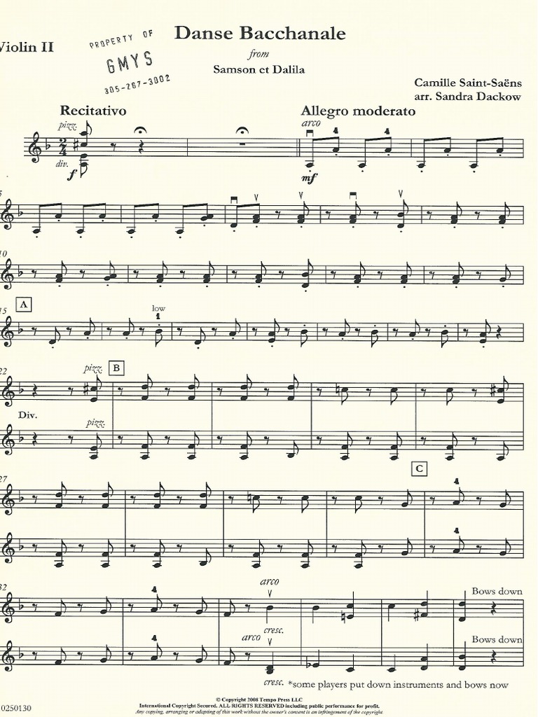 Danse Bacchanale 2nd Violin | PDF