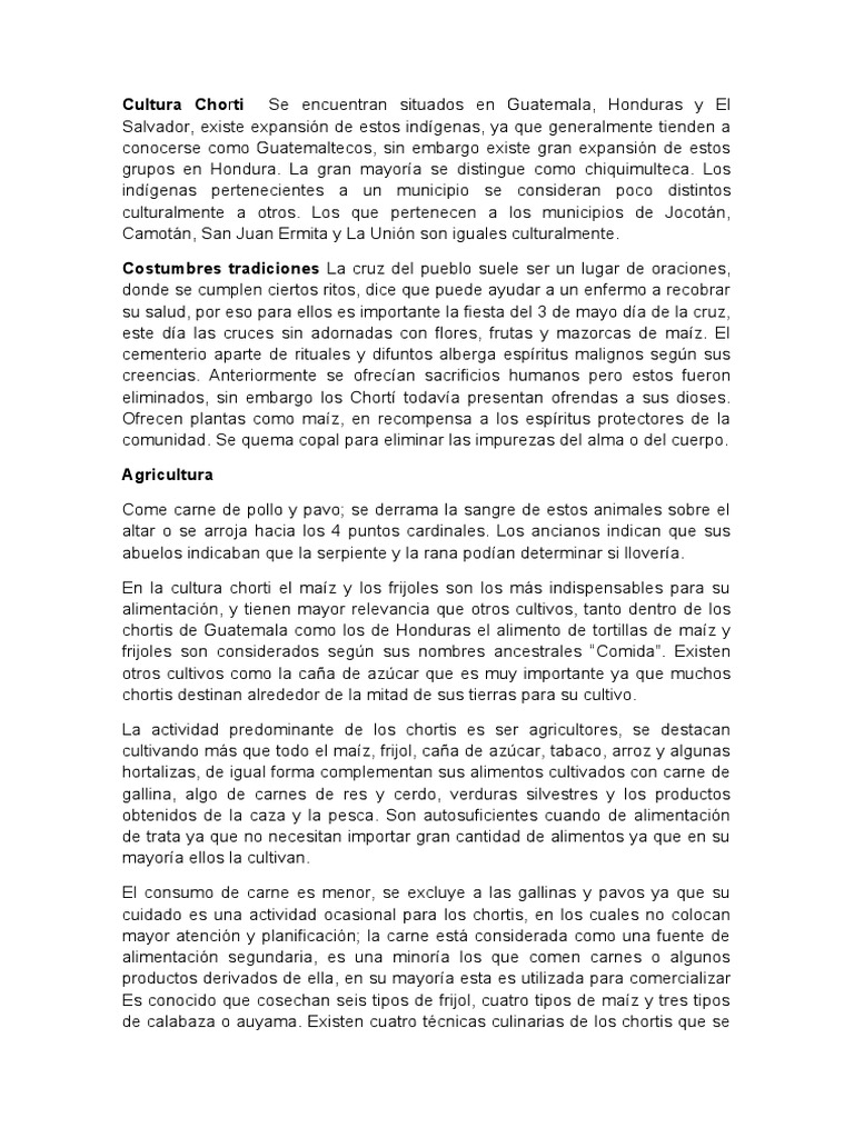 Cultura Chorti: costumbres, agricultura y arquitectura | PDF | Maíz ...