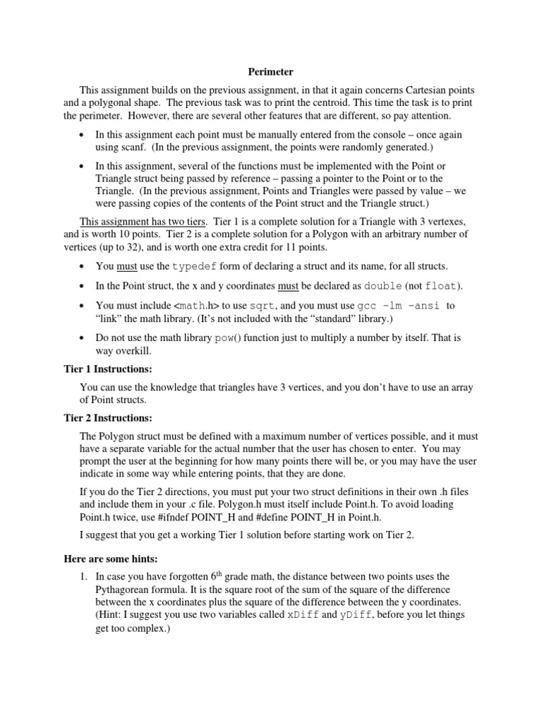 CS125 Asmt10 Perimeter PDF | PDF | Triangle | Polygon