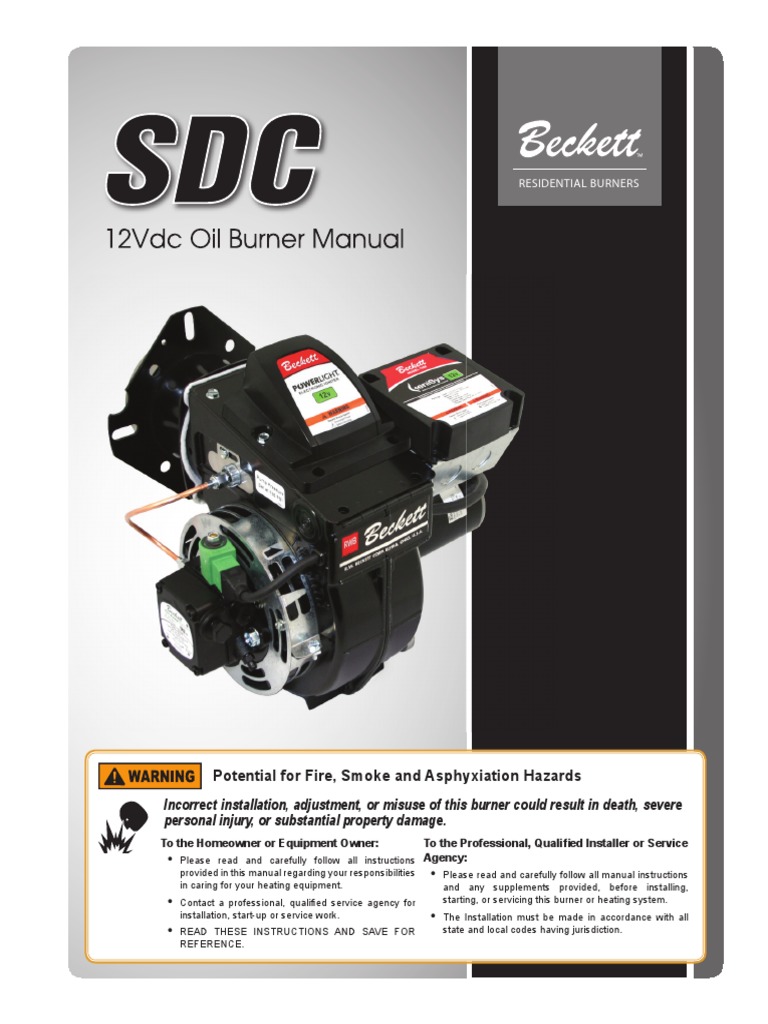Beckett Burner SDC 12v Instruction Manual | PDF | Pump | Combustion