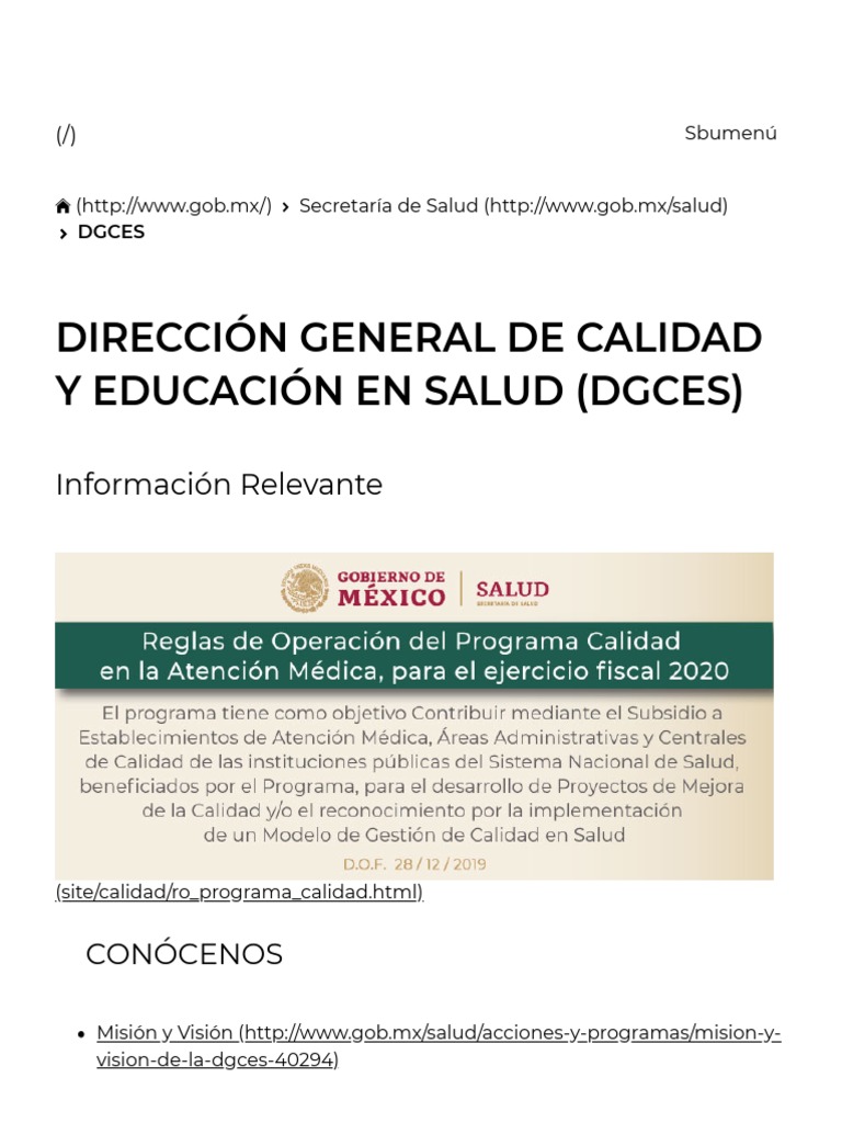 DGCES - Salud - Gobierno - Gob - MX | PDF | Esfera pública | Gobierno